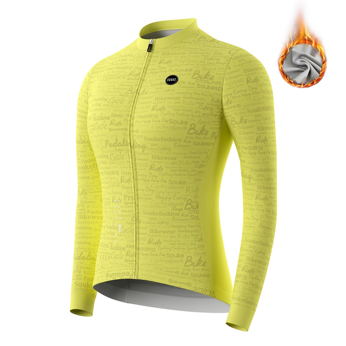 Women's Graphene Cycling Inspirational LS Fleeced Jersey WJ3207-Lime Y